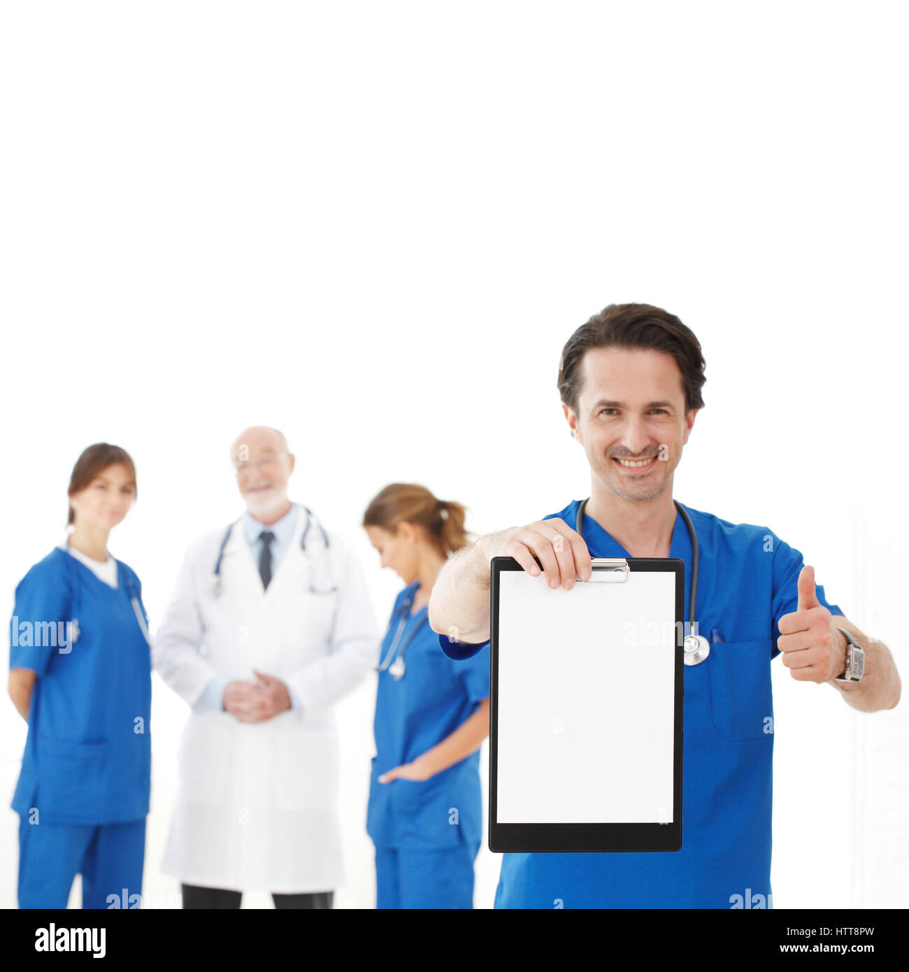 Group of doctors isolated on white background, studio shot Stock Photo ...