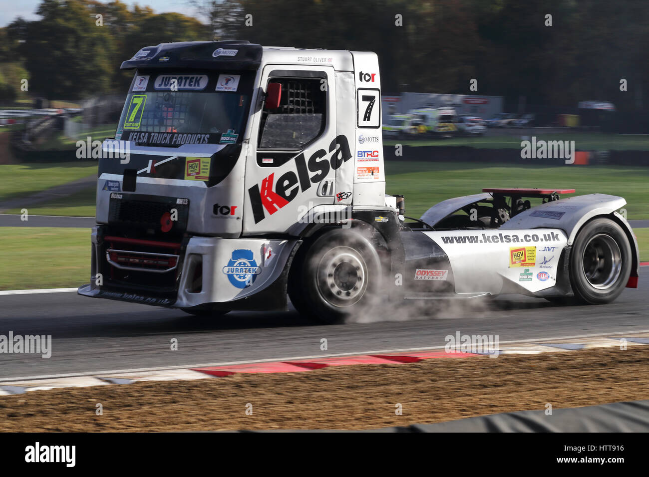 Stuart Oliver powering round clearways at Brands Hatch in a Volvo RH13 ...