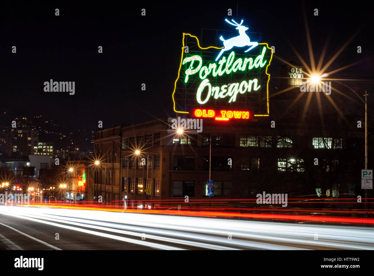The famous White Stag sign in downtown Portland, OR Stock Photo - Alamy