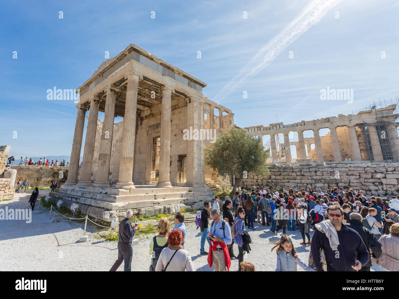ATHENS, GREECE - MARCH, 2017: ruins of ancient temple on Acropolis hill ...