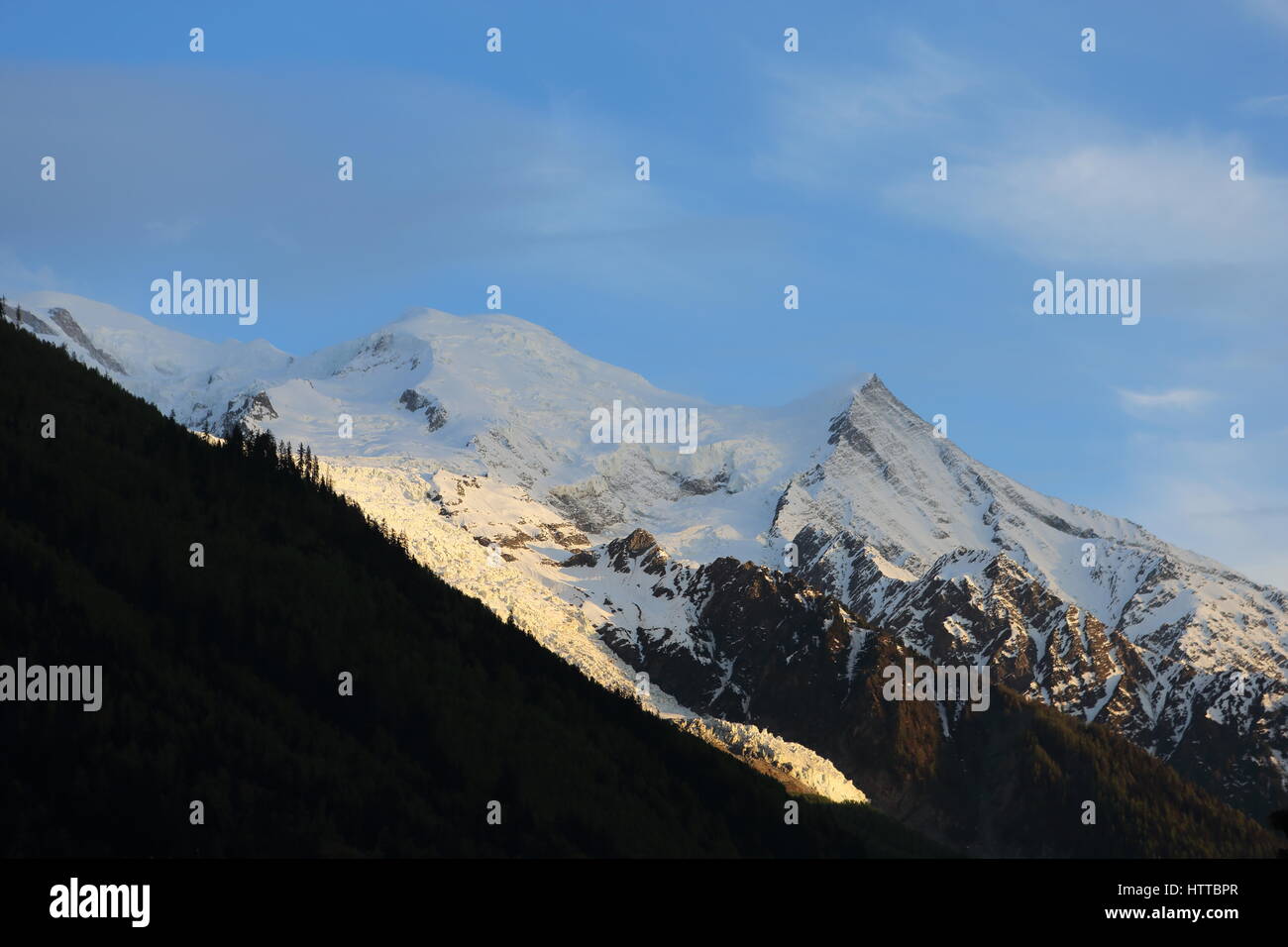 view of an alpine mountain landscape near Mont Blanc, Chamonix ...