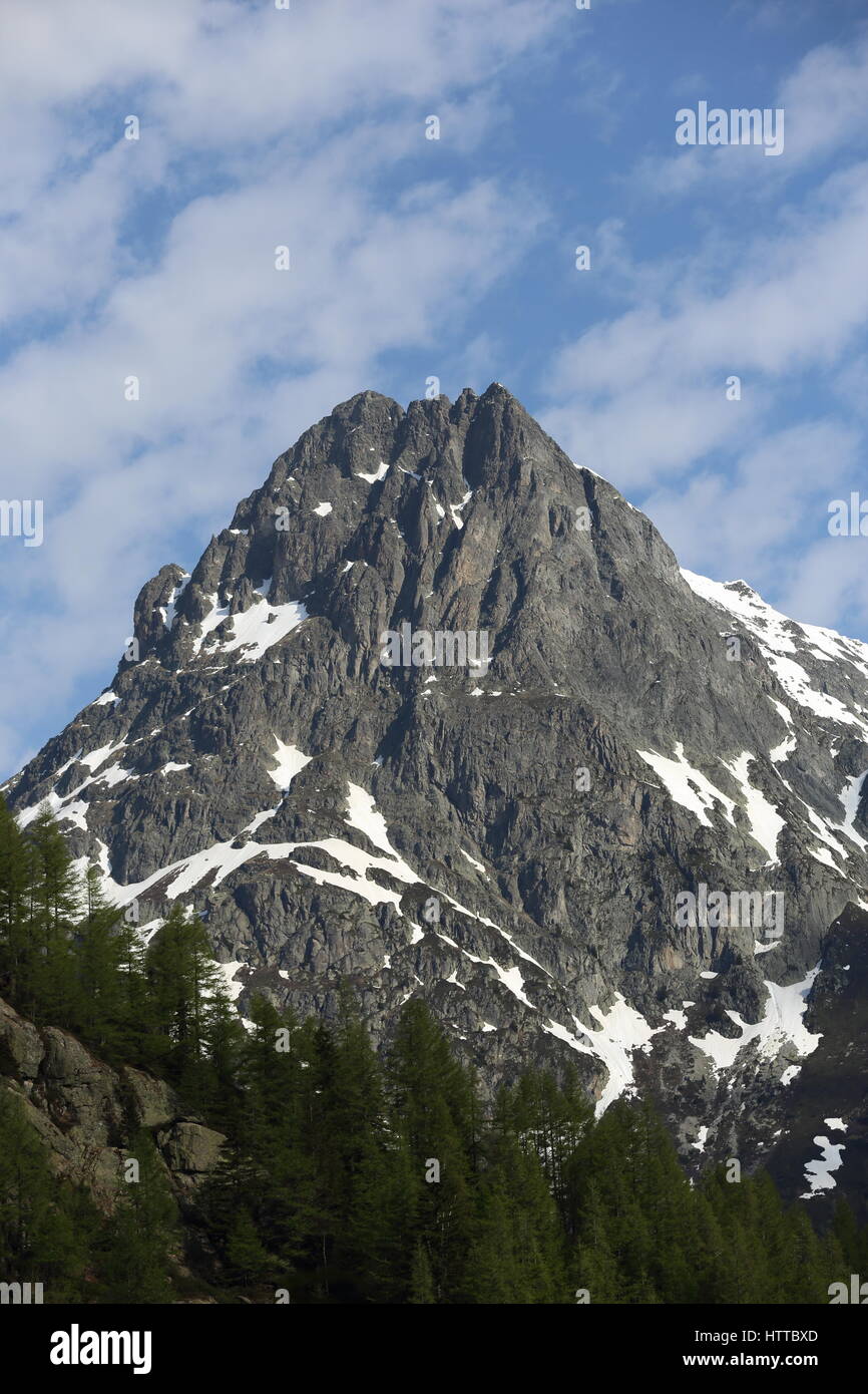 view of an alpine mountain landscape near Mont Blanc, Chamonix ...