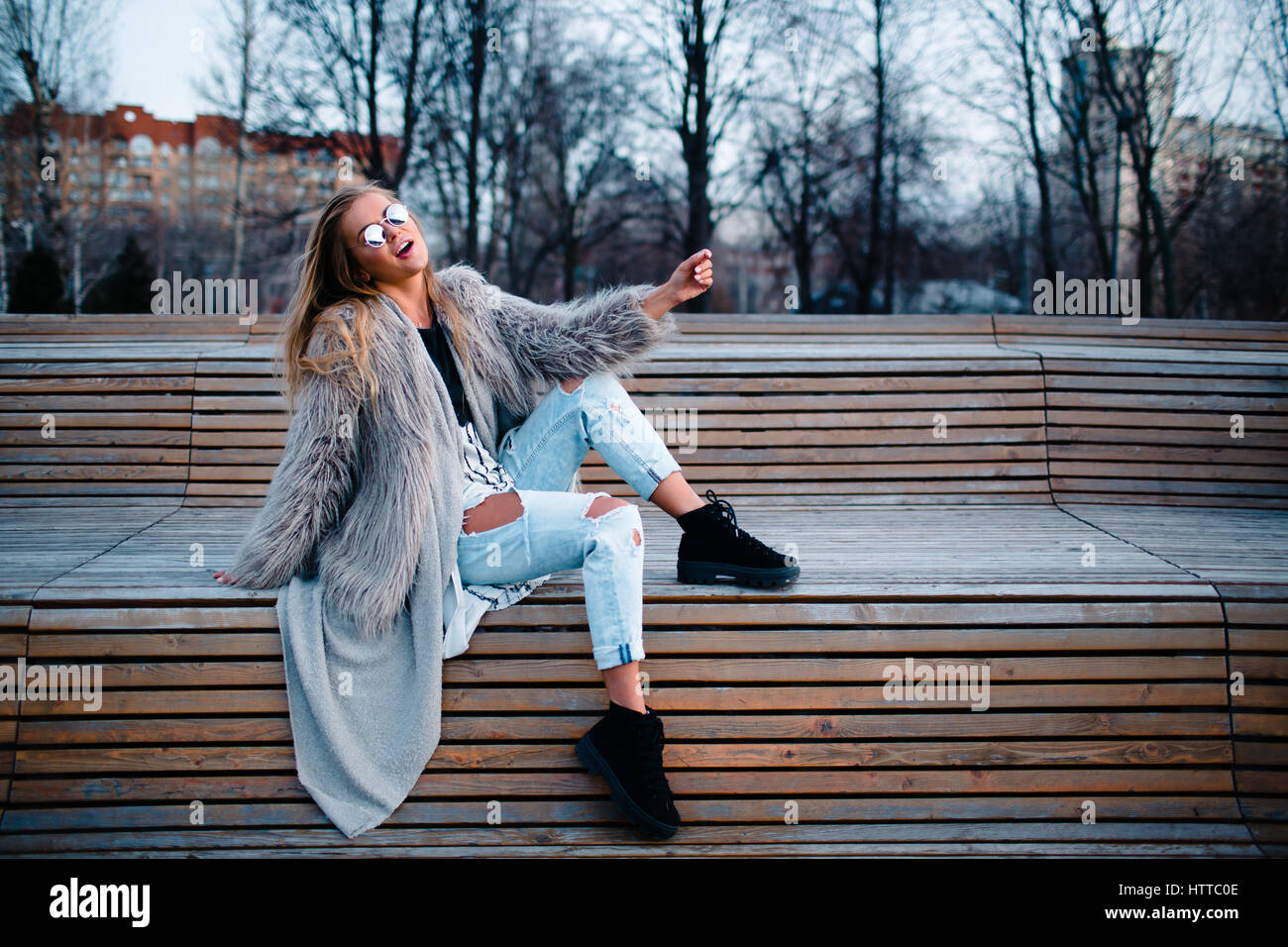 Stylish happy smiling girl Stock Photo - Alamy