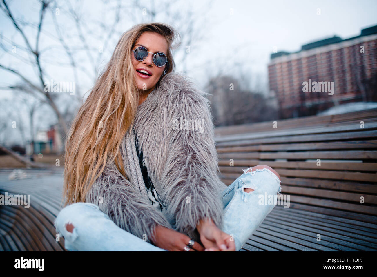 Stylish happy smiling girl Stock Photo - Alamy