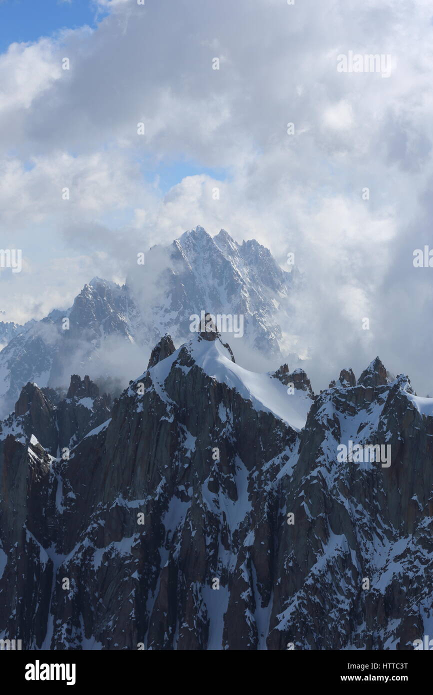 view of an alpine mountain landscape near Mont Blanc, Chamonix ...