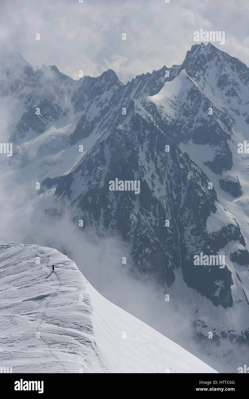 view of an alpine mountain landscape near Mont Blanc, Chamonix ...