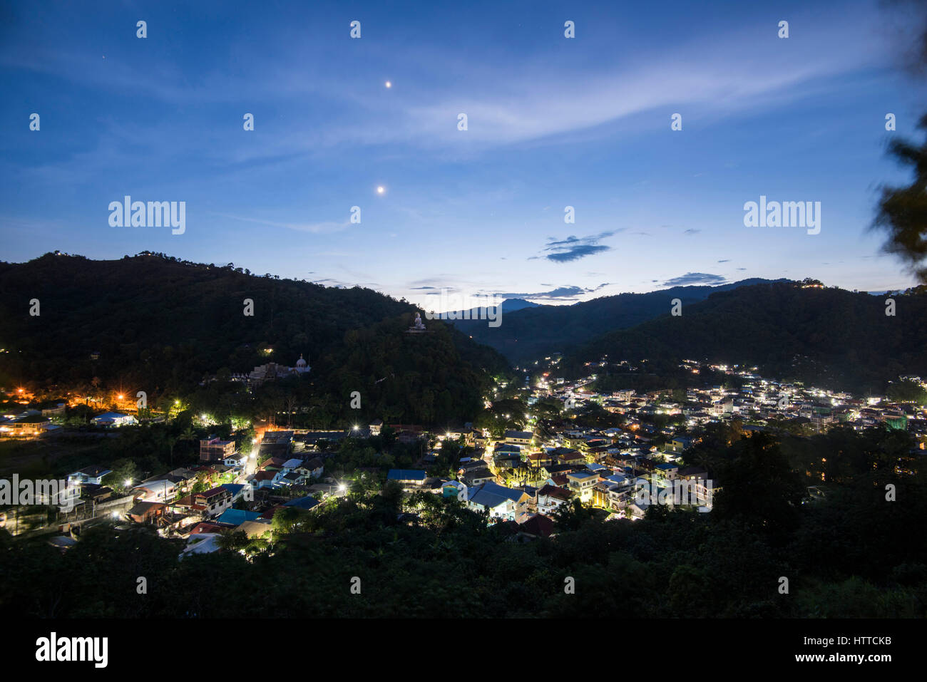 Maesai Chiangrai night cityscape view near tachileik between thai and ...