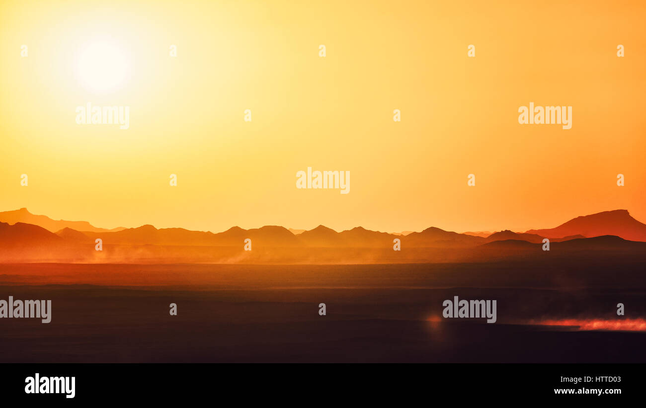 Sunset at Sahara desert, Morocco Stock Photo - Alamy