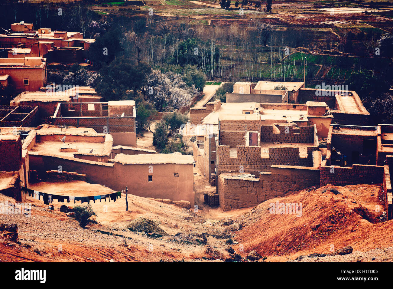 Traditional clay houses, berber village In Atlas mountains, Morocco ...