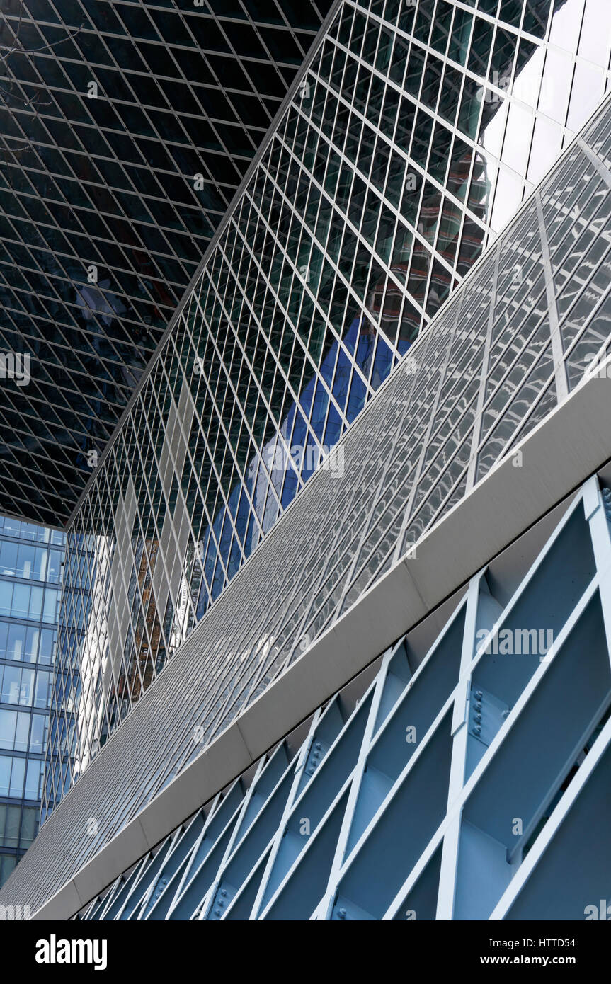 Architectural detail of the glass and steel Seattle Central Library ...