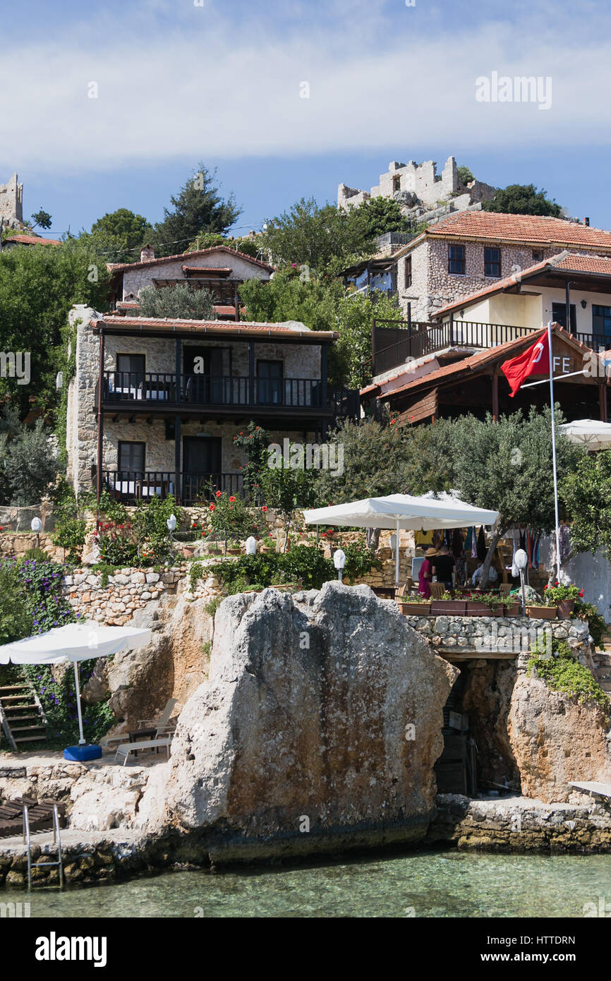 SIMENA, TURKEY - MAY 20 : kalekoy Simena settlement in Uchagiz bay of ...