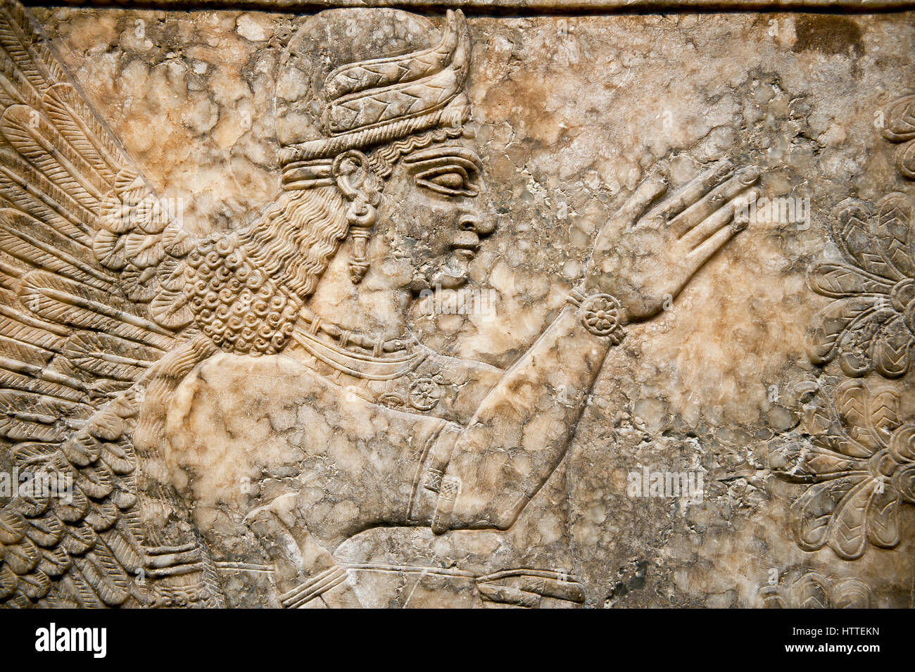 Assyrian relief sculpture panel of a female protective spirit from ...
