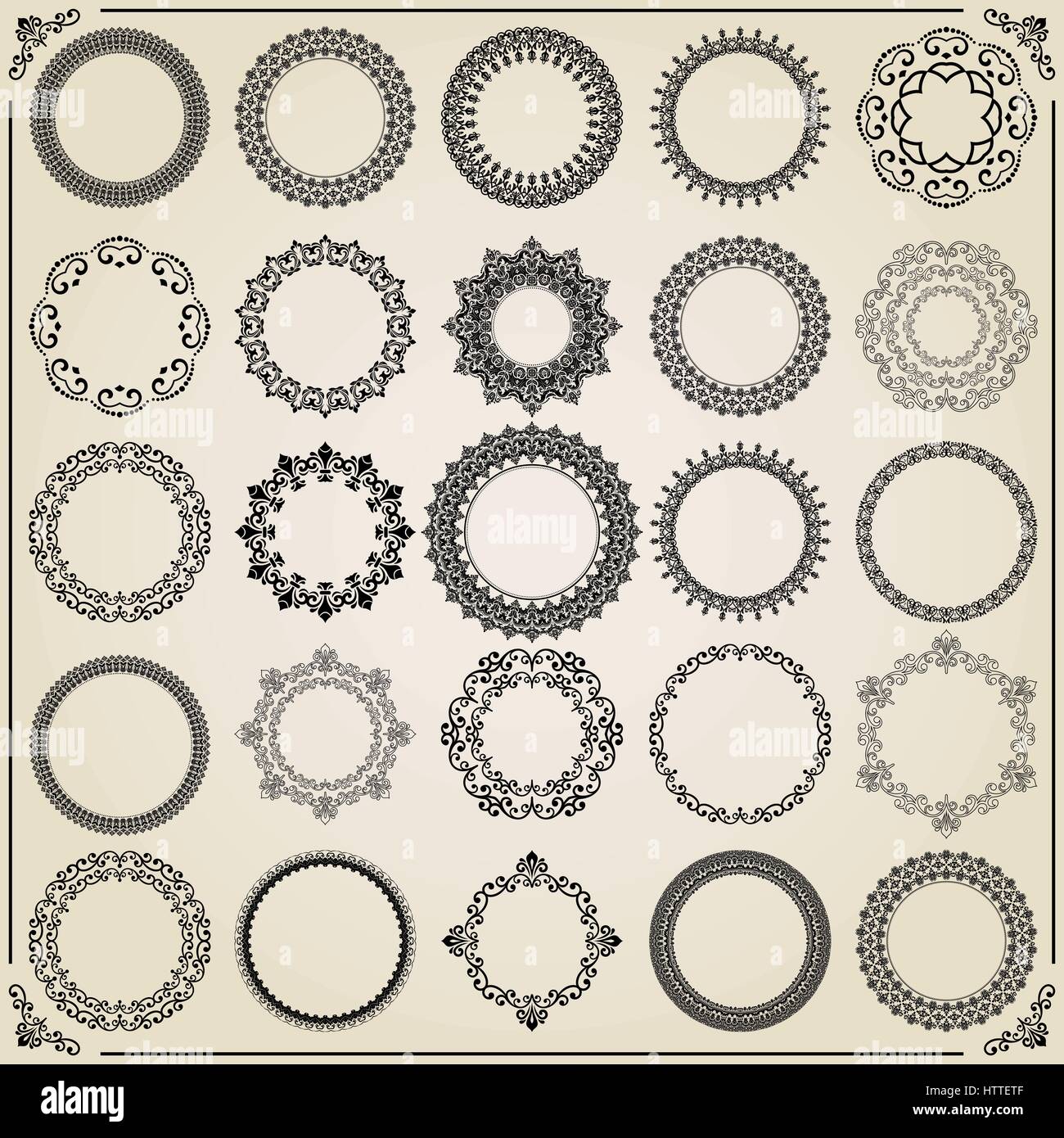 Vintage Set of Vector Round Elements Stock Vector Image & Art - Alamy