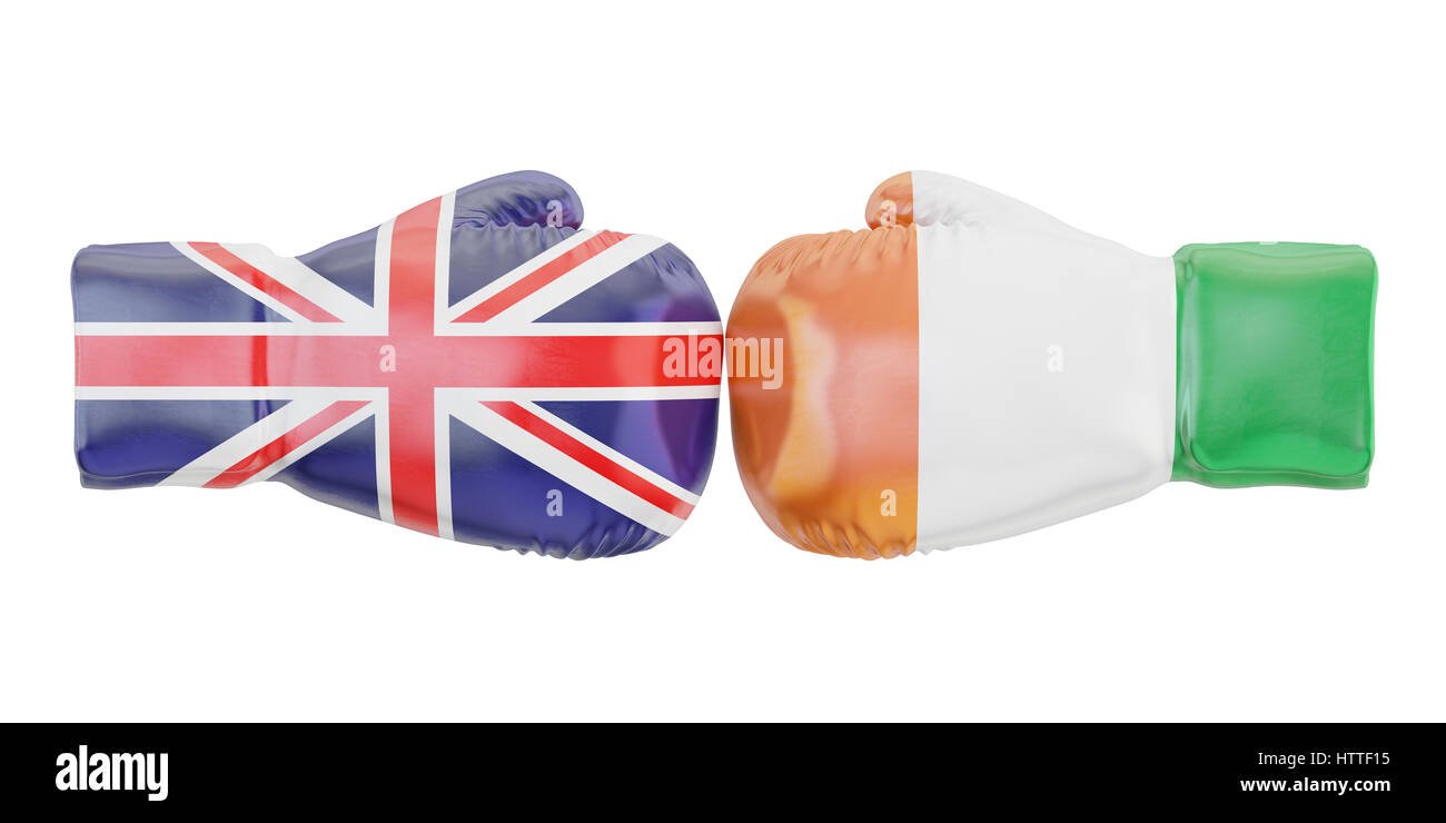 Boxing gloves with Ireland and Great Britain flags. Governments ...