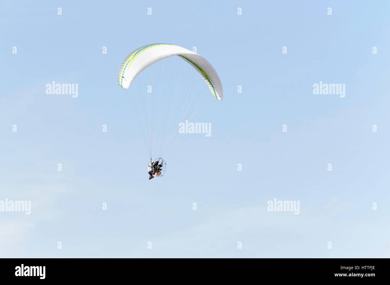 Spanish army soldier (C. VENTURY group), in paramotor, landing in ...
