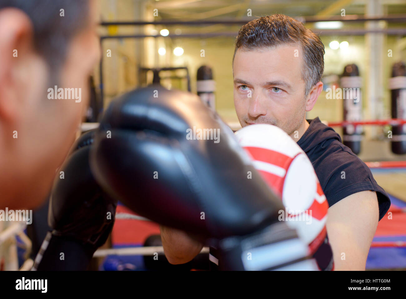 Two men boxing Stock Photo - Alamy