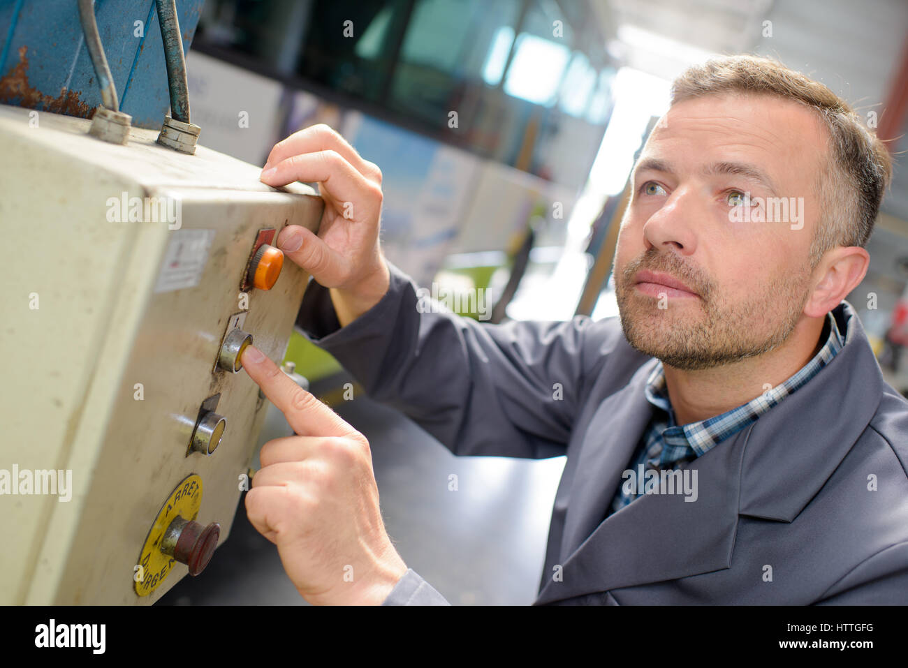 pressing the button Stock Photo - Alamy