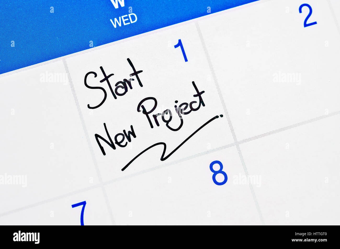 Start new project on calendar appointment page Stock Photo - Alamy