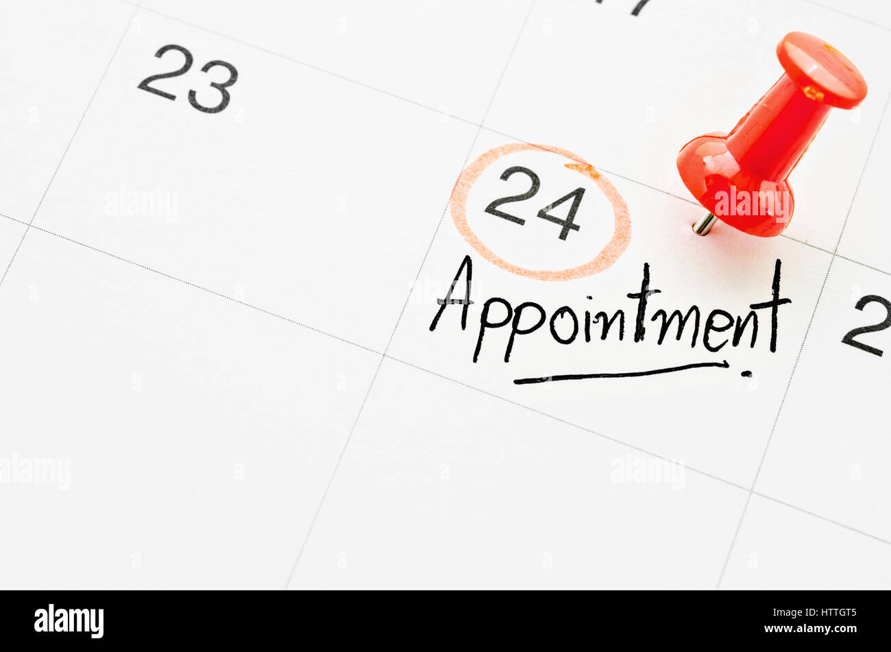 The words Appointment written on a calendar to remind you an important ...