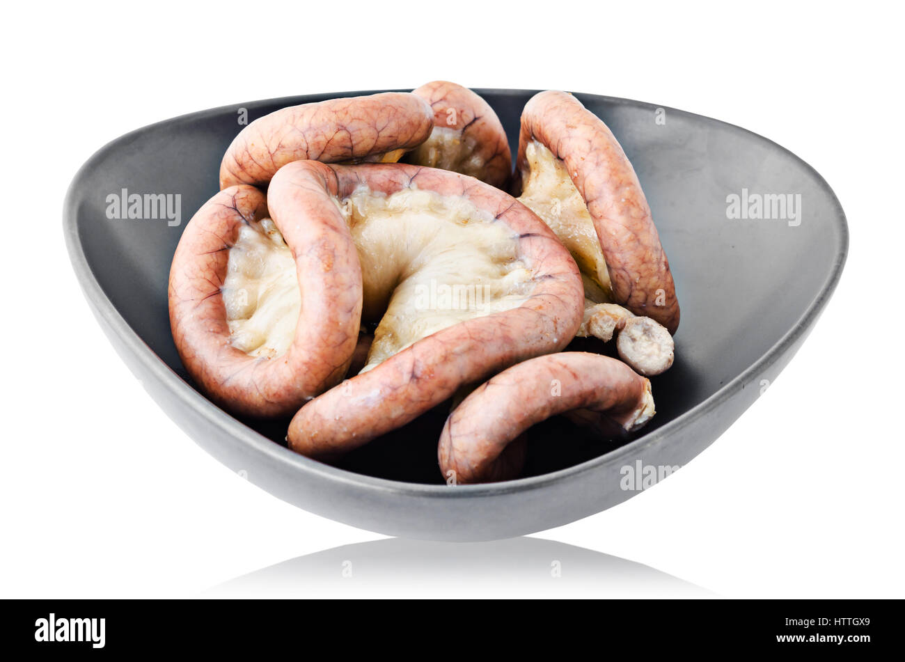 Chitterlings internal organs of pig isolated on white background ...