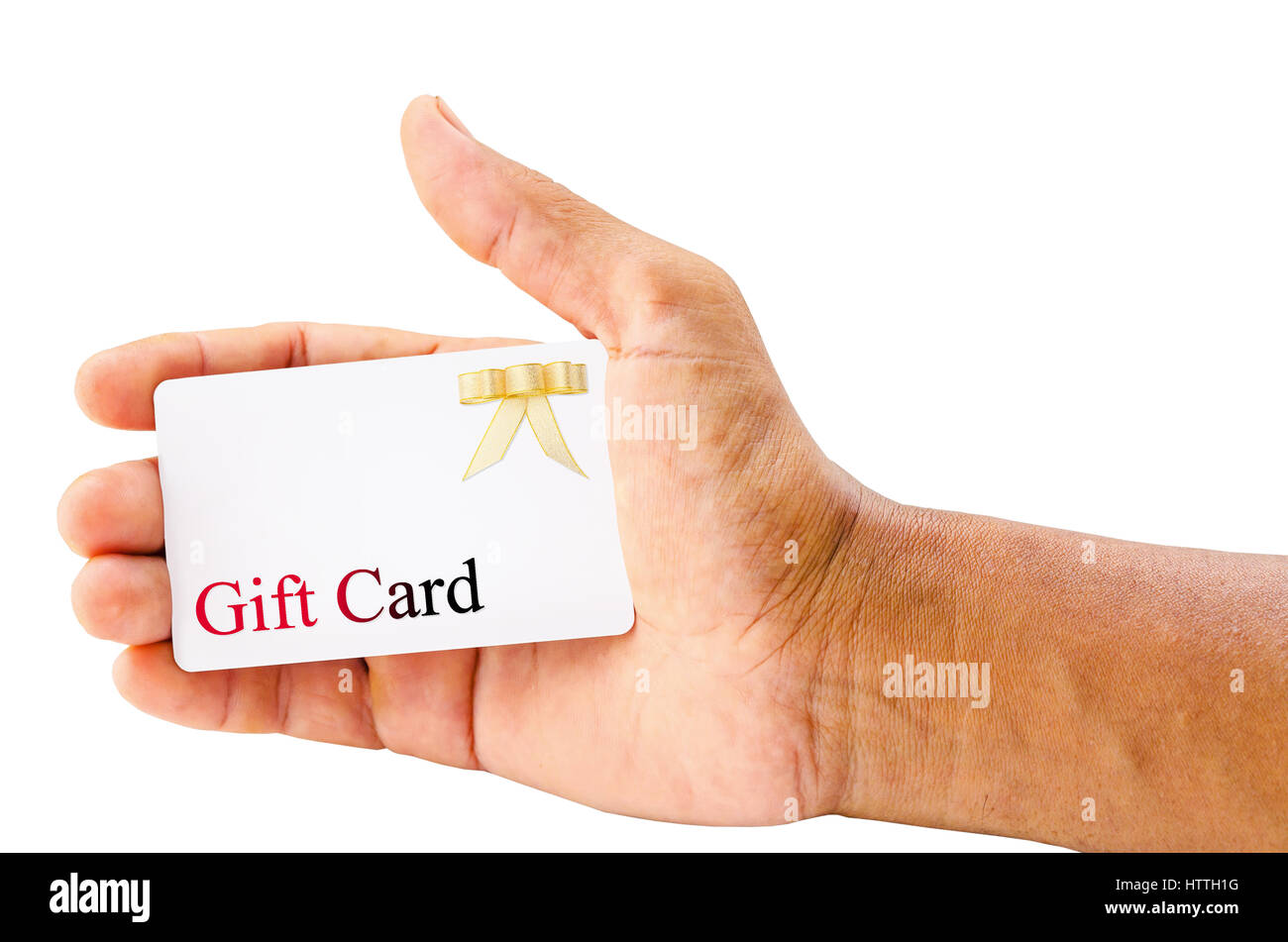 hand holding gift card isolated over white background Stock Photo - Alamy