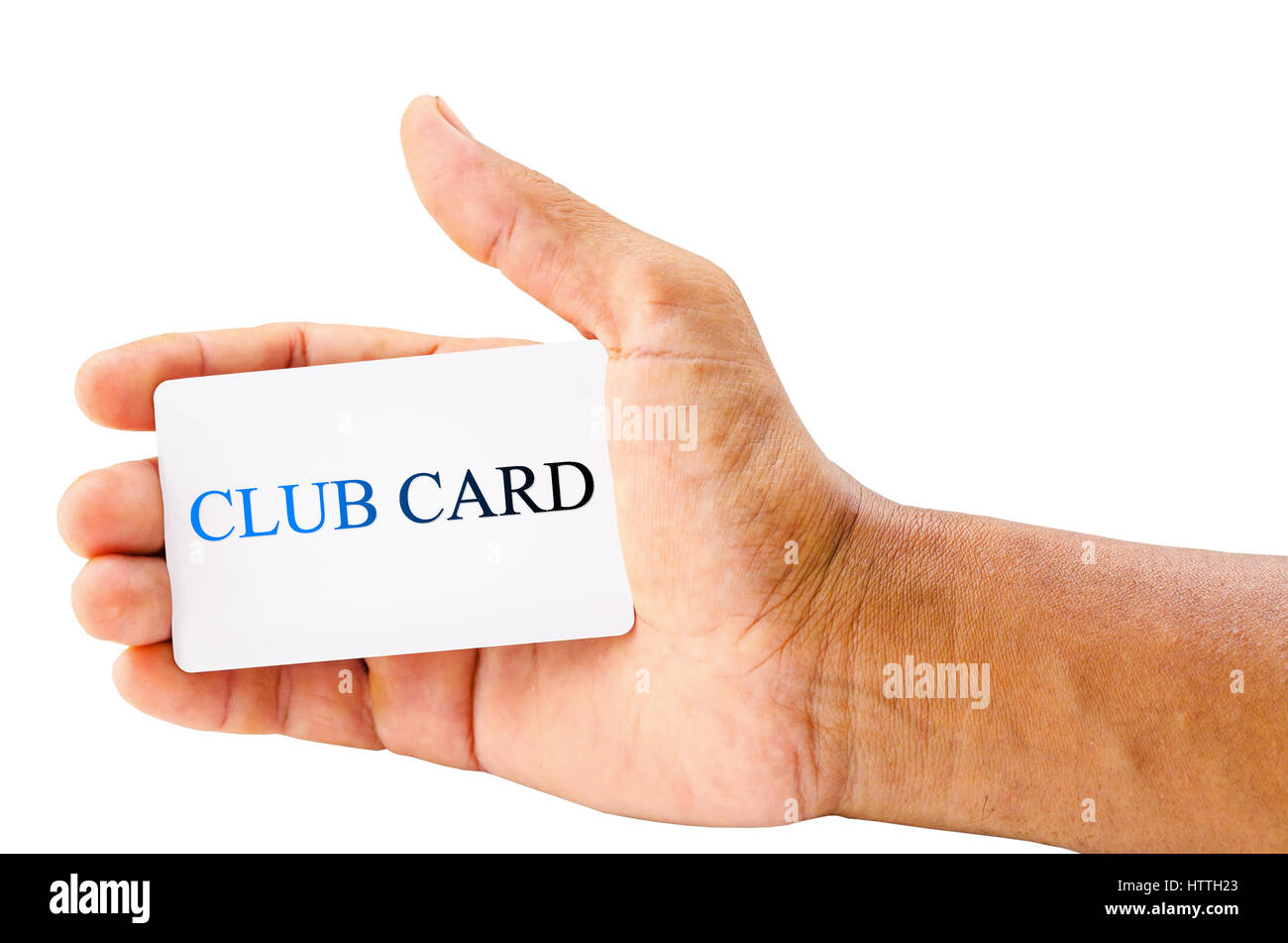 hand holding club card isolated over white background Stock Photo - Alamy