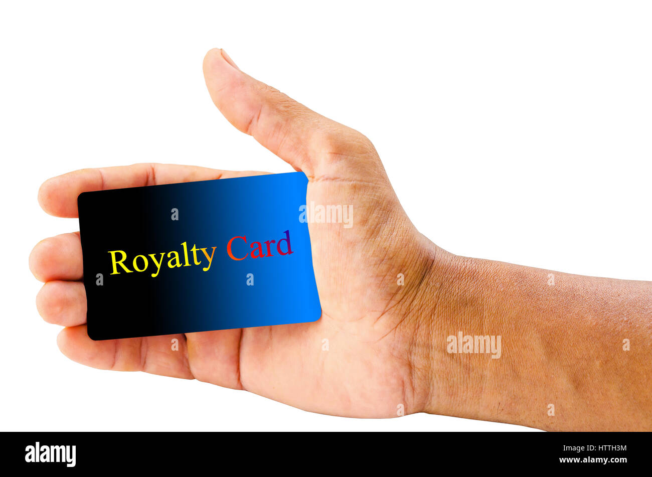 hand holding royalty card isolated over white background Stock Photo ...
