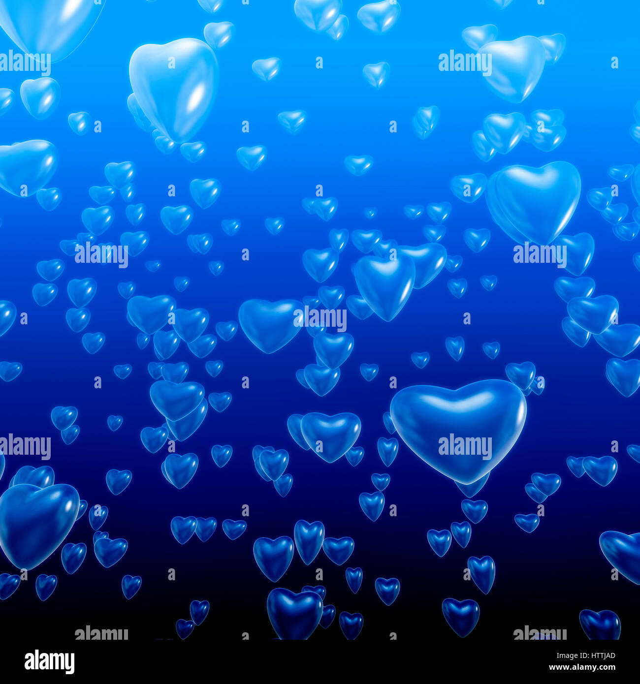Heart bubbles underwater / 3D illustration of heart shaped bubbles ...
