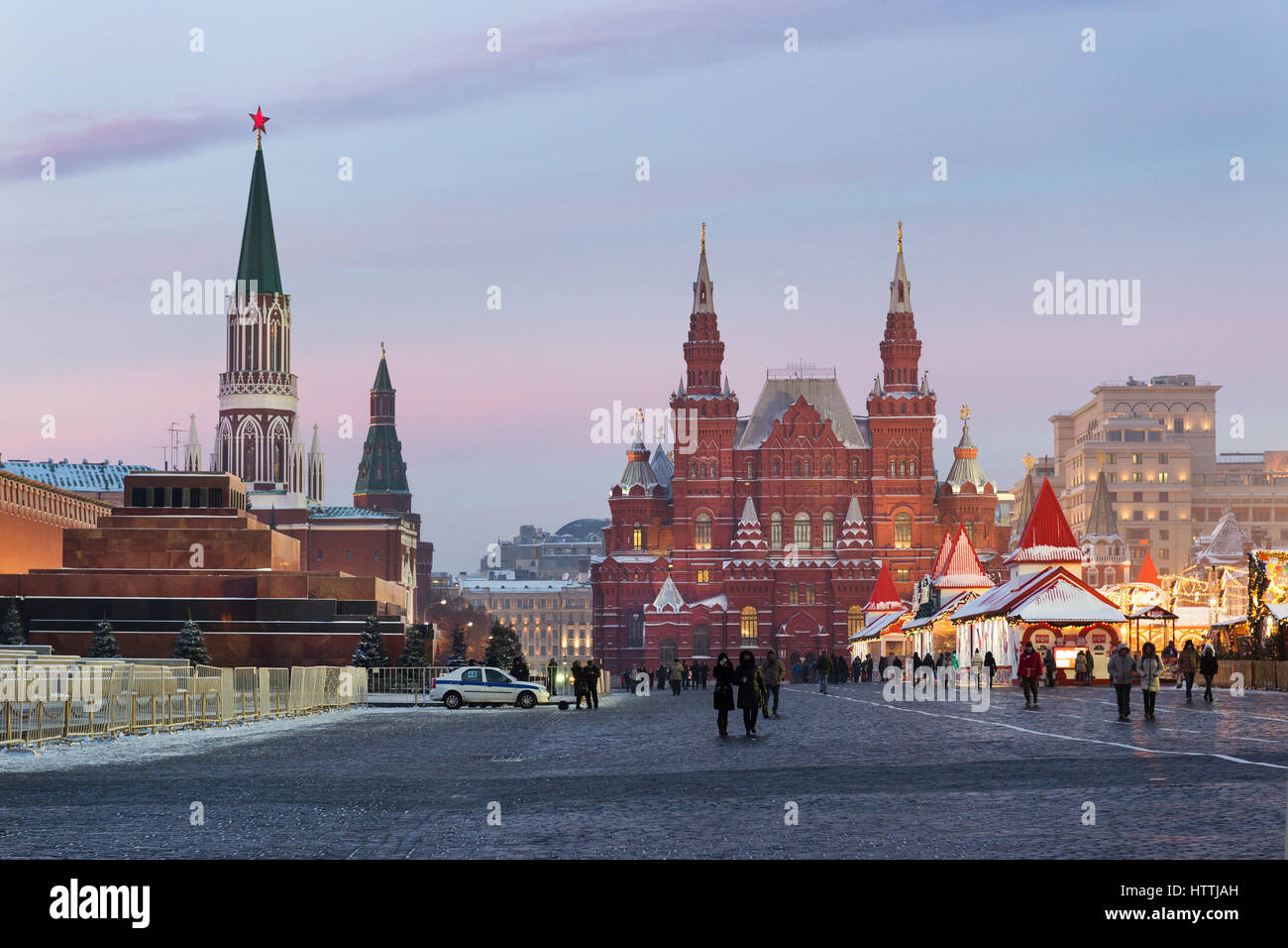 State historical museum and Christmas market on Red Square during ...