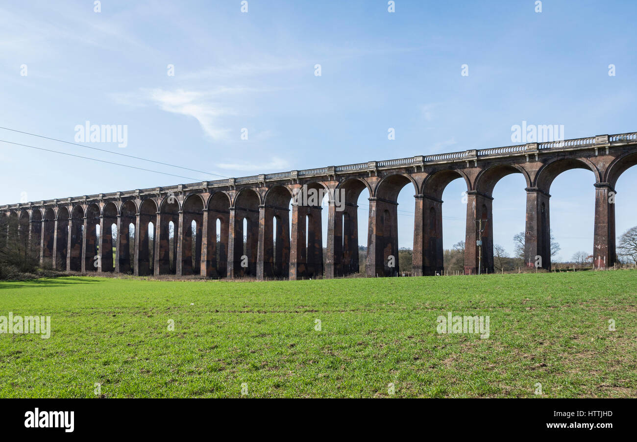 Wide angle view of the Ouse Valley (Balcombe) Viaduct in West Sussex ...