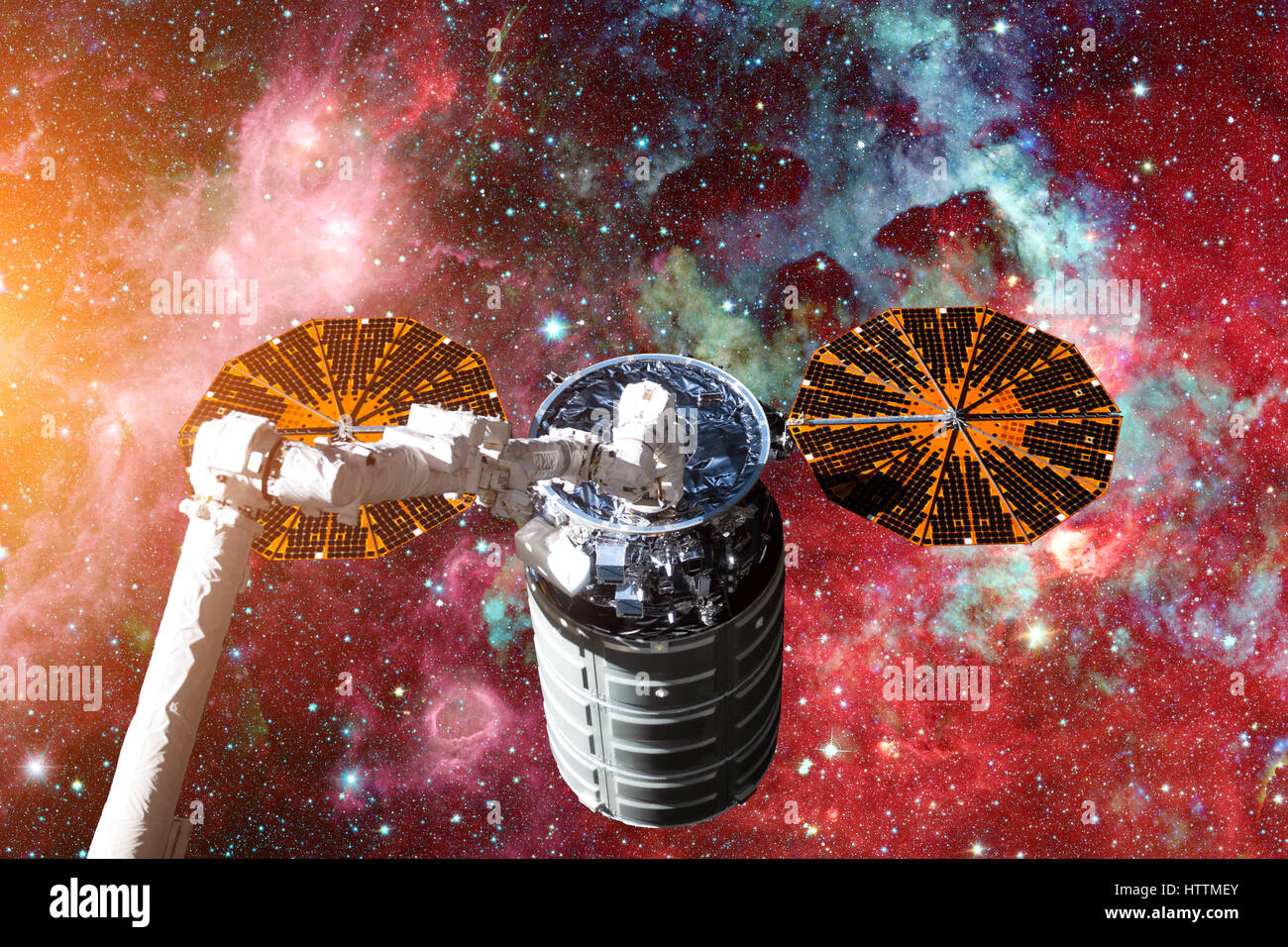 Cargo spacecraft - The Automated Transfer Vehicle over nebula Stock ...