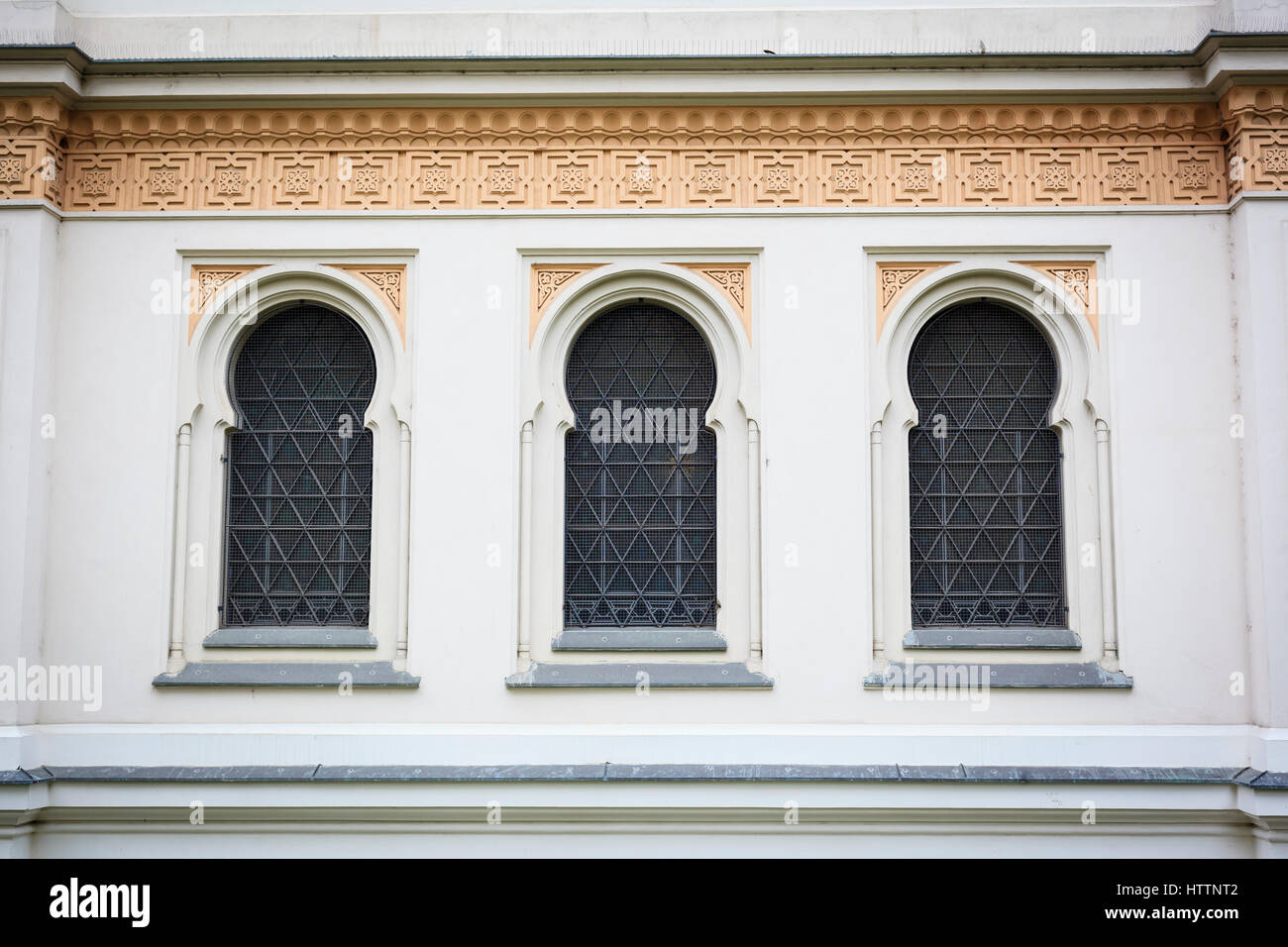 Windows of the Spanish Synagogue. Jewish Quarter Josefov. Prague. Czech ...