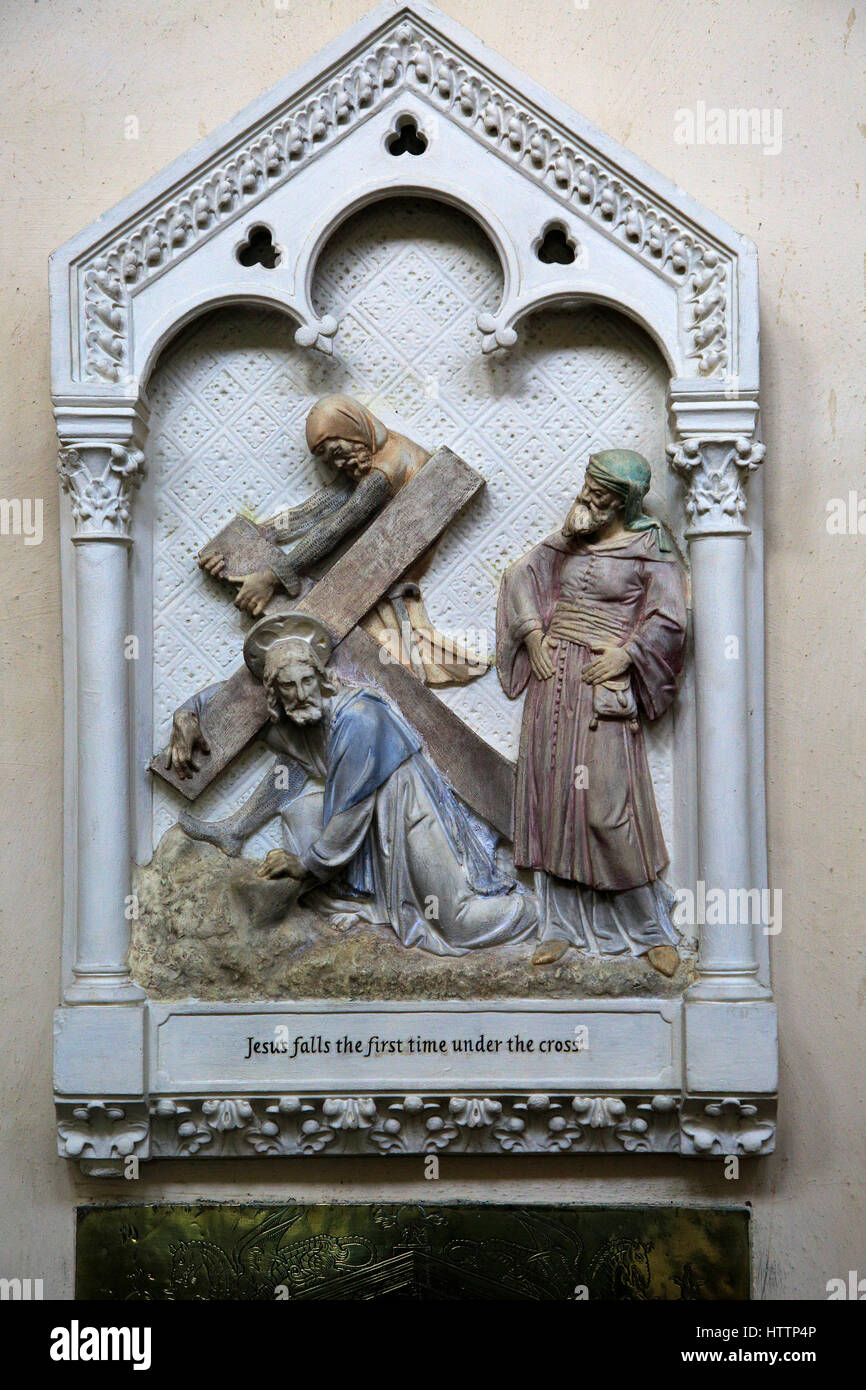 Jesus falls the first time under the cross, stations of the cross ...