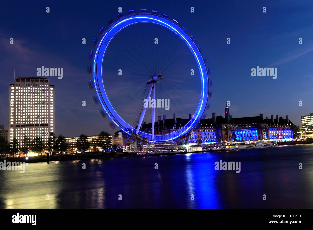 The Millennium Eye Wheel and County Hall at night, South Bank of the ...