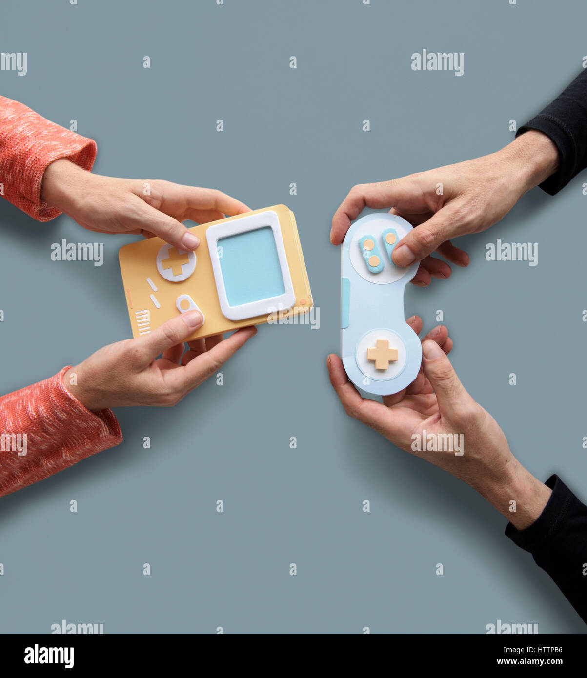 Two Person Playing Game Console Stock Photo - Alamy