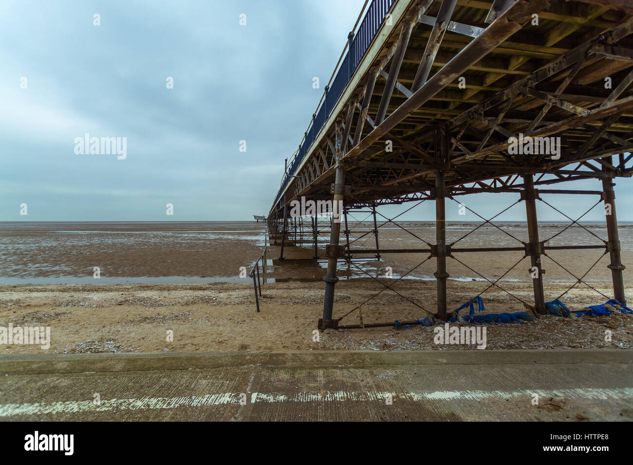 A view from below Southport Pier Stock Photo - Alamy