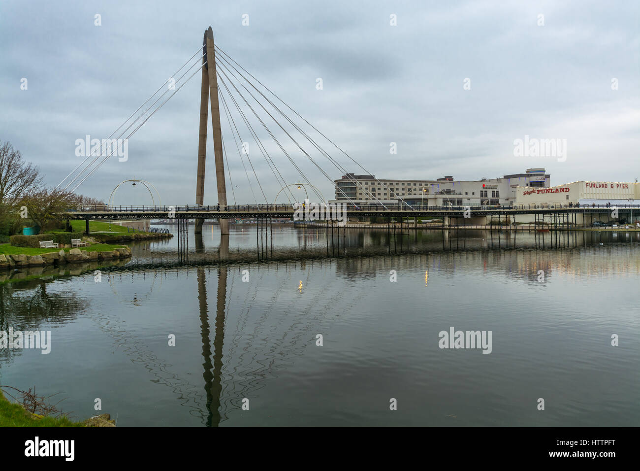 A view of the Marine Way Bridge, Southport Stock Photo - Alamy