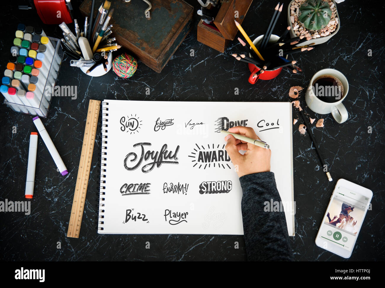 Calligraphy Design Typography Workplace Stock Photo - Alamy