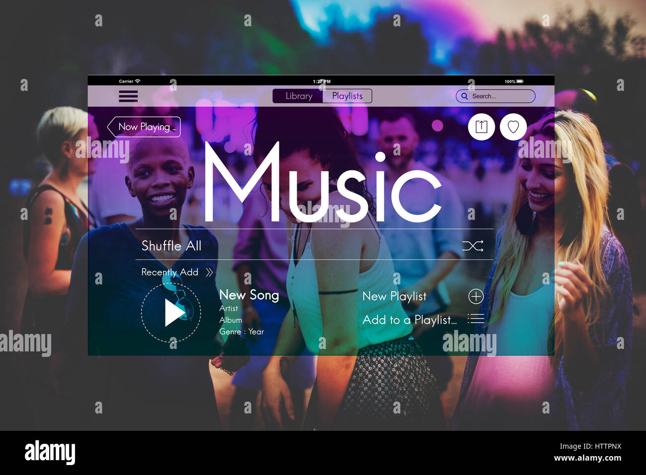 Music Streaming Instrumental Playlist Podcast Concept Stock Photo - Alamy