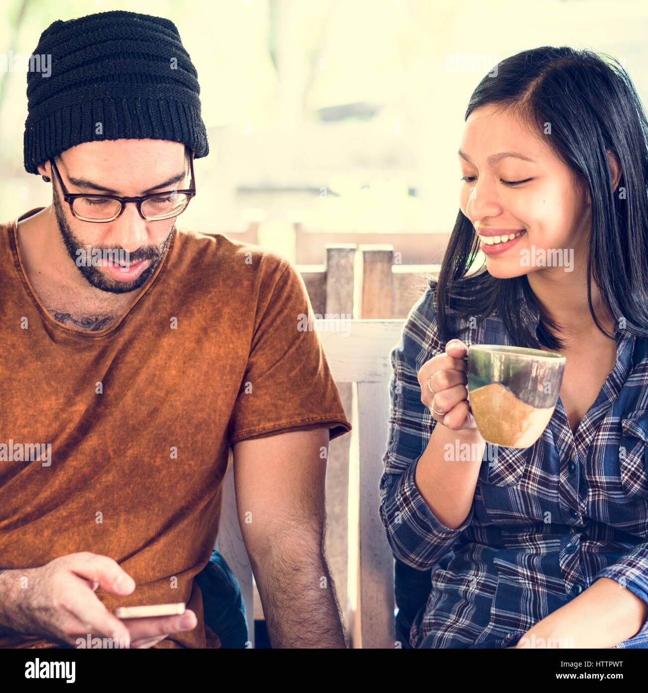 Couple Drinking Coffee Vacation Together Concept Stock Photo - Alamy