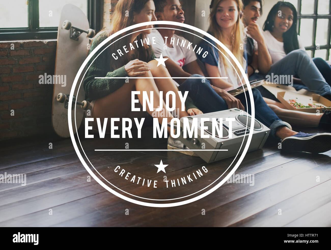 Enjoyment Vintage Vector Graphic Concept Stock Photo - Alamy