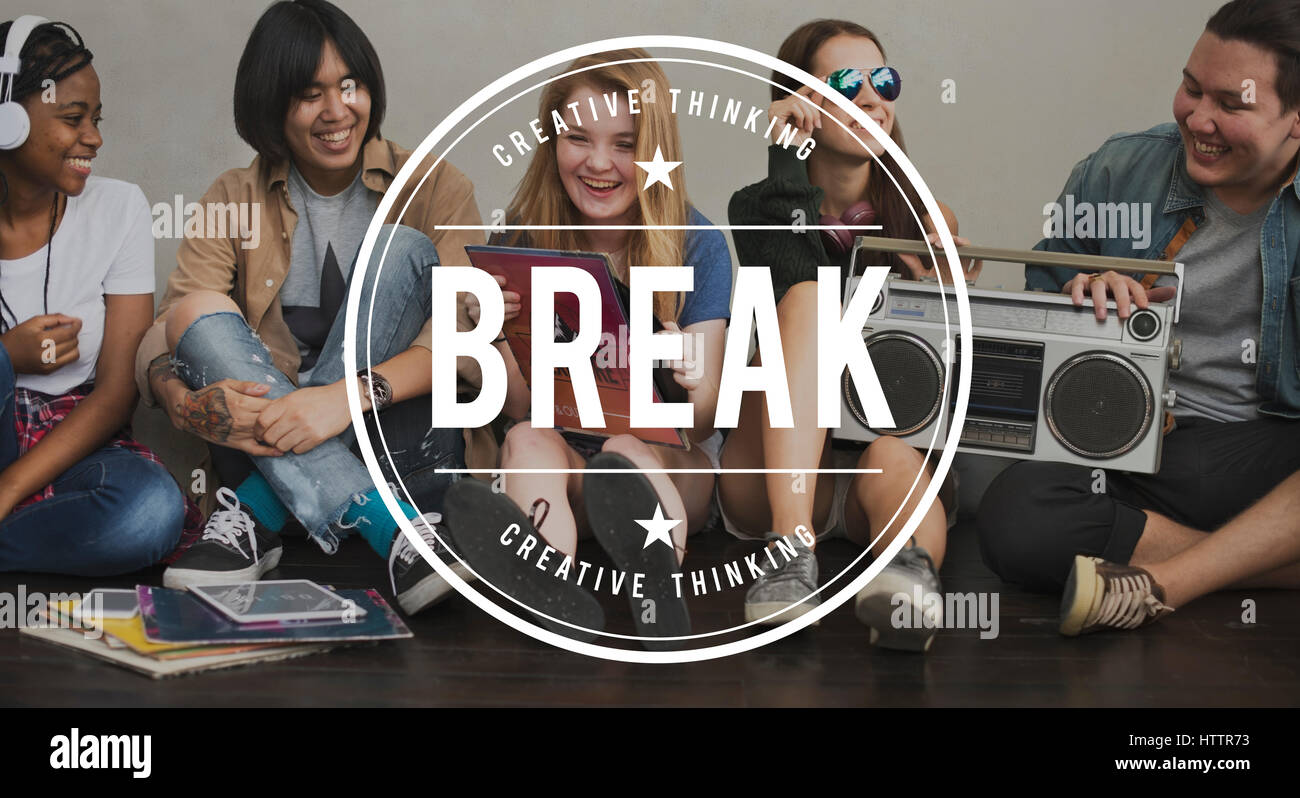 Break Vintage Vector Graphic Concept Stock Photo - Alamy