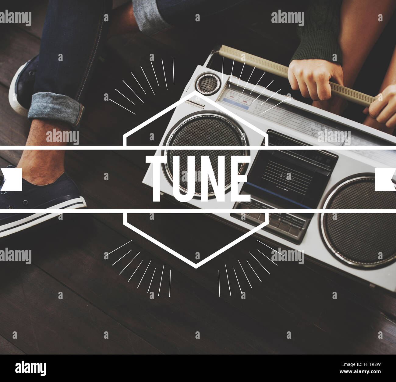 Tune Vintage Vector Graphic Concept Stock Photo - Alamy