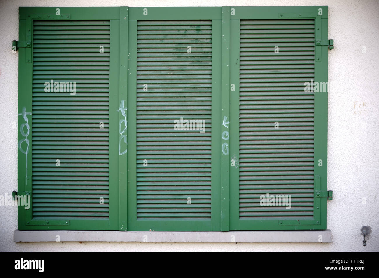 Green colored shutters on a nostalgic window Stock Photo - Alamy