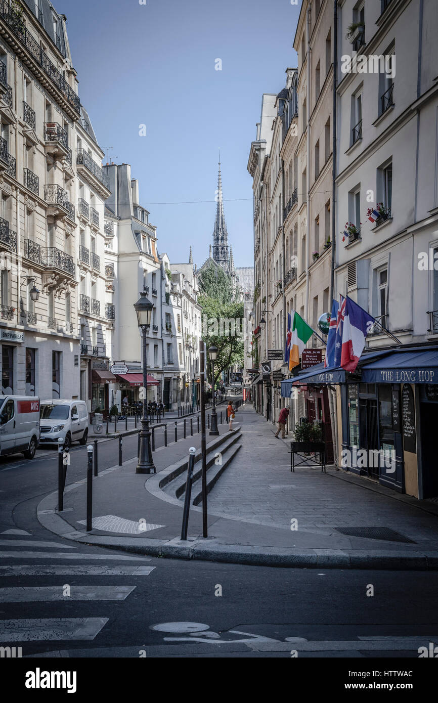 View of Notre Dame from Boulevard Saint-Germain, Paris France Stock ...