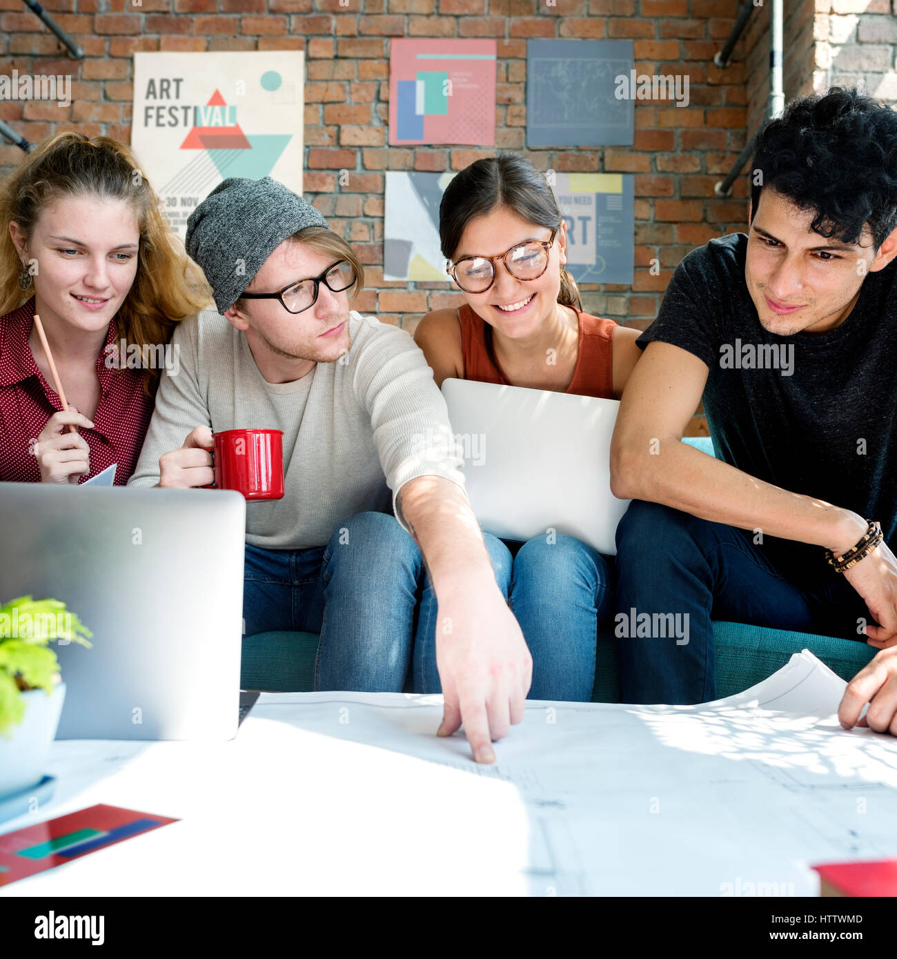 People Meeting Discussion Design Talking Blueprint Concept Stock Photo ...