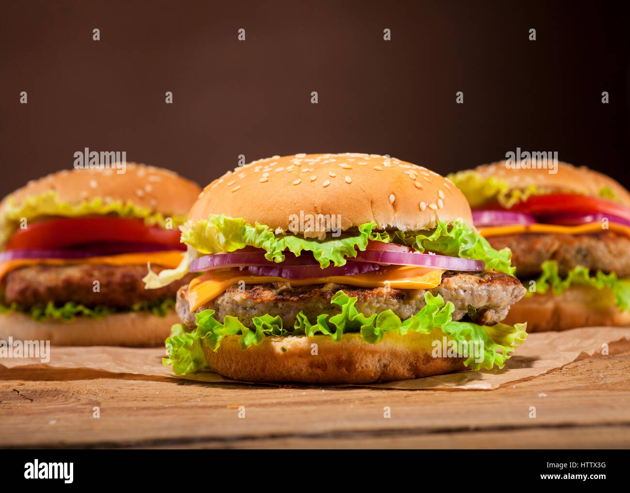 Three delicious burgers two classic hi-res stock photography and images ...