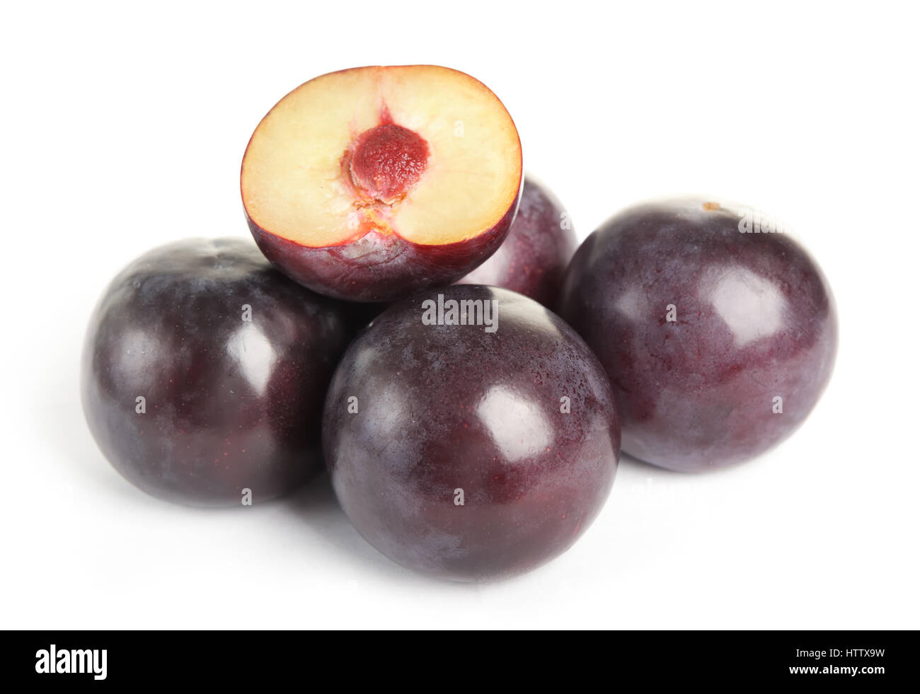 Plum fruit isolated on white background Stock Photo - Alamy