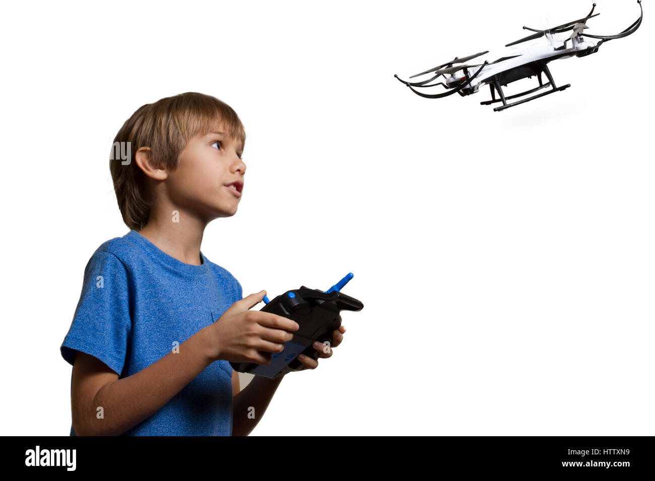 Little kid with drone isolated on white Stock Photo - Alamy