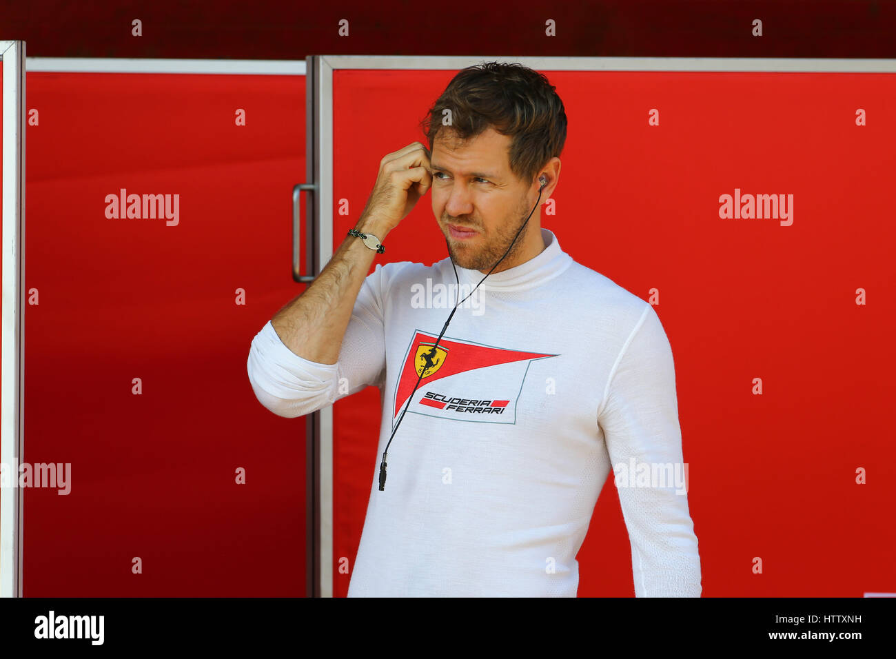 Sebastian Vettel (GER) driving his Scuderia Ferrari SF70H during the ...